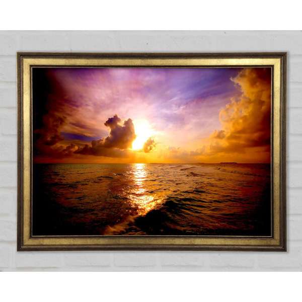 Haus am Meer Meer-Sonnenuntergang-Himmel Gerahmter Druck | Wayfair.de